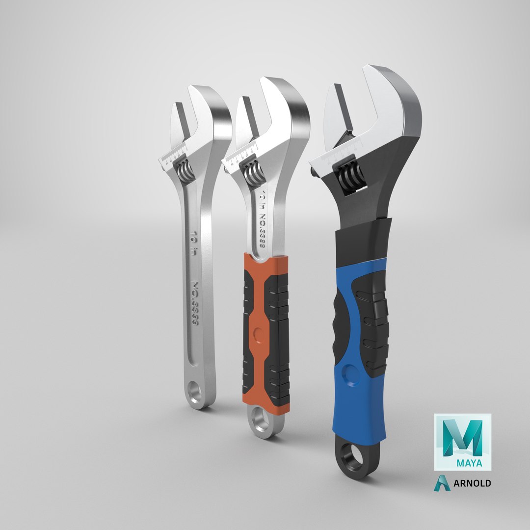 Three Detailed Adjustable Wrenches 3D - TurboSquid 2139430