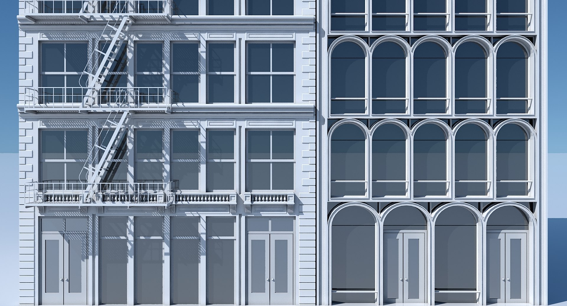 Tenement building facades 3D model - TurboSquid 1302959