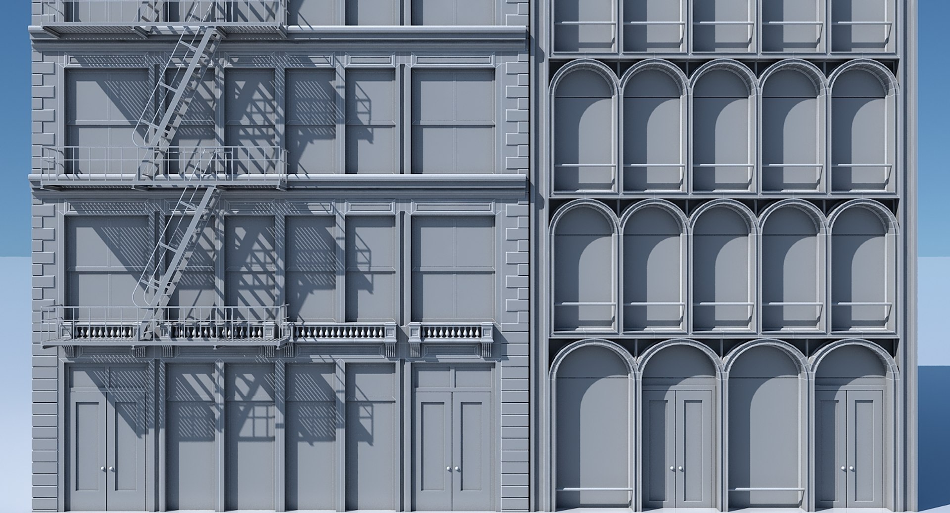 Tenement building facades 3D model - TurboSquid 1302959