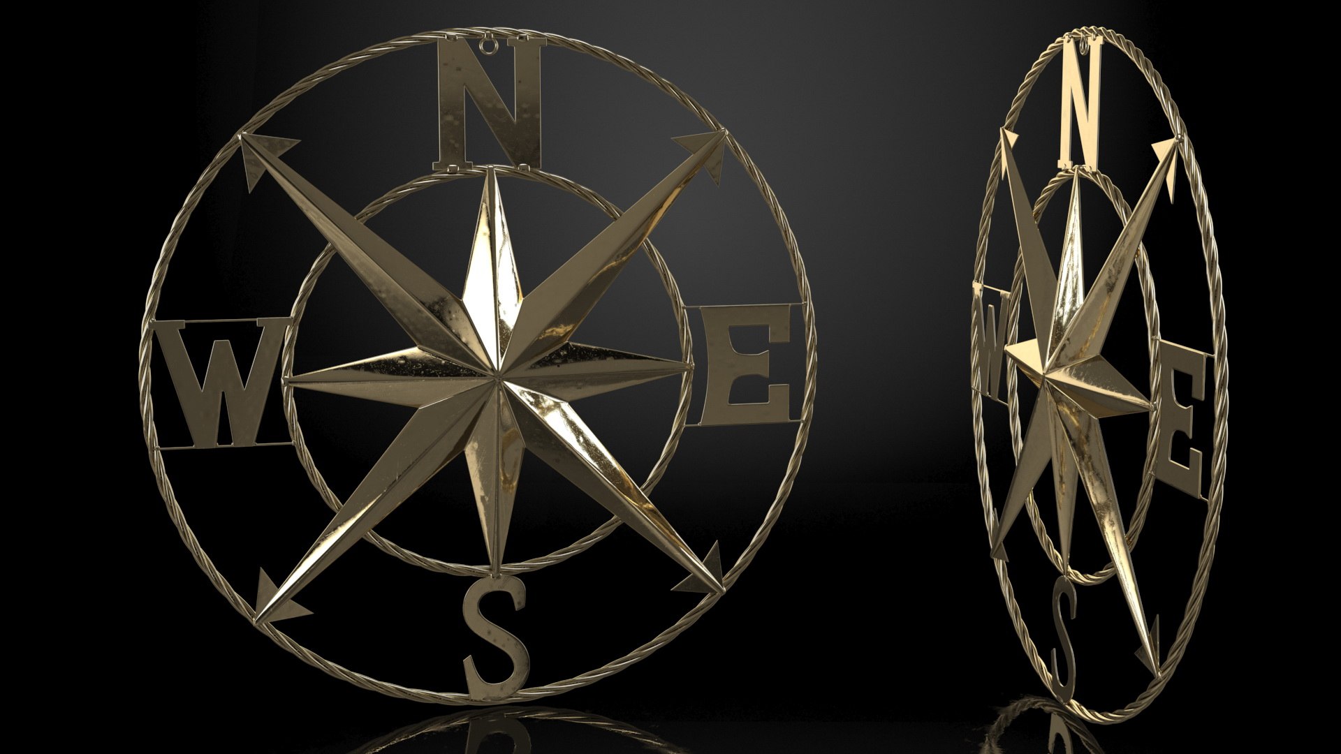 3D Classical Compass Rose Gold - TurboSquid 1832599