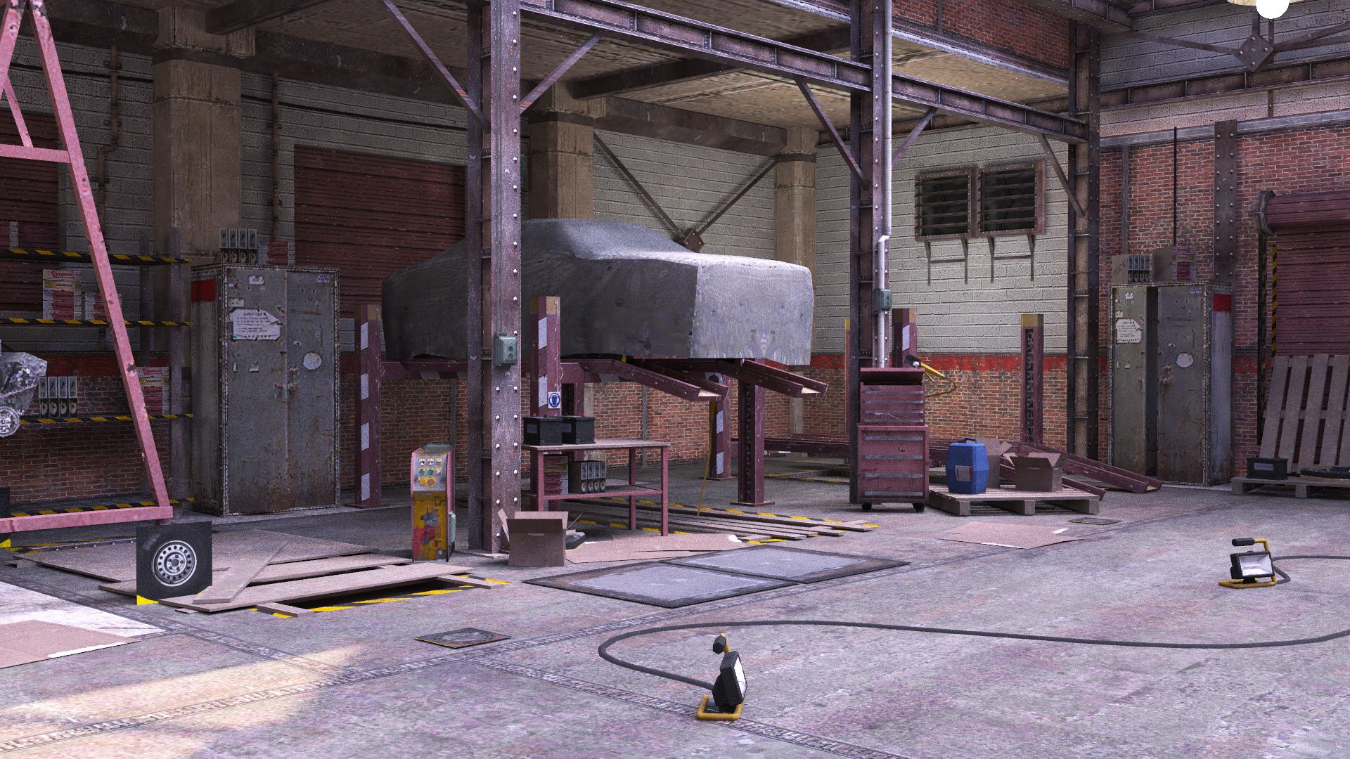 Automotive Garage Workshop Interior 3D Model - TurboSquid 1868183