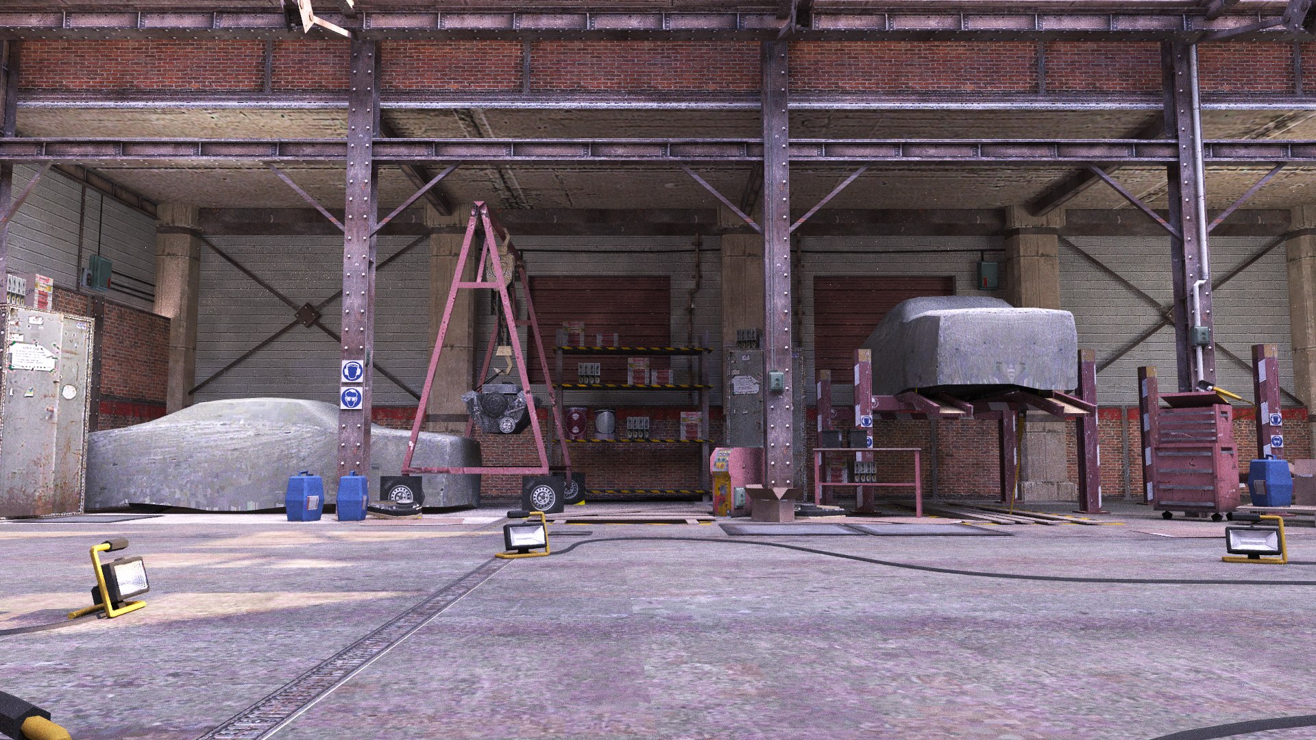 Automotive Garage Workshop Interior 3D Model - TurboSquid 1868183