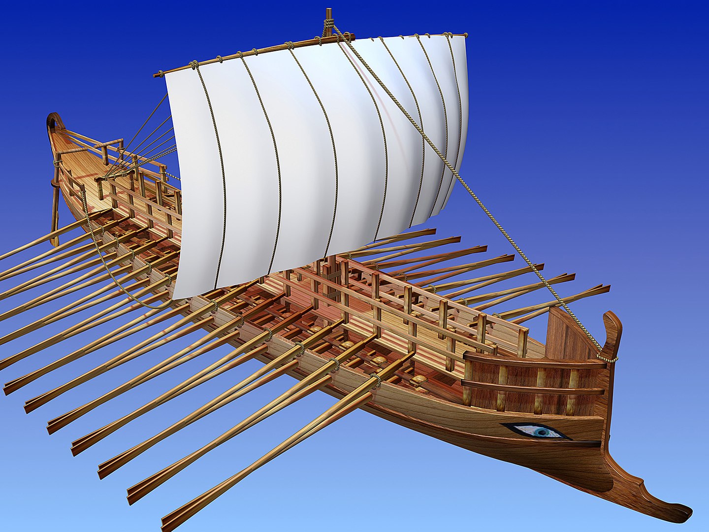 greek ancient ship bireme obj