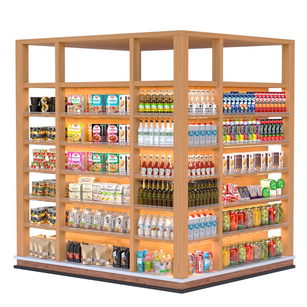 3D Rack With Products In The Supermarket In Eco Style - TurboSquid 1959202
