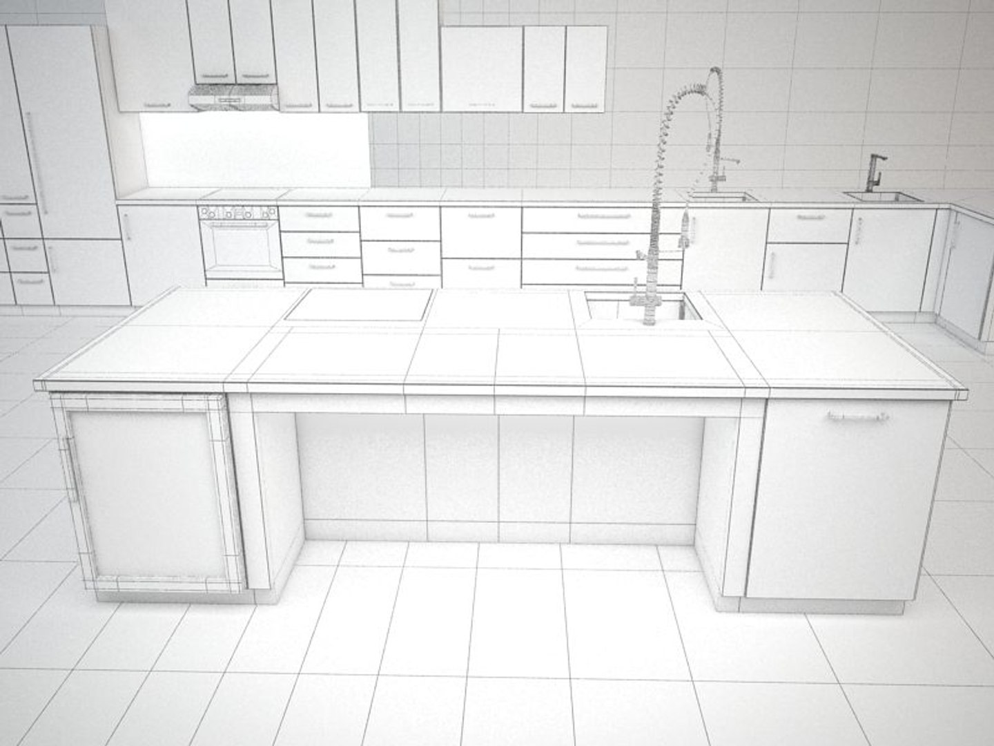 modular kitchen 3d model