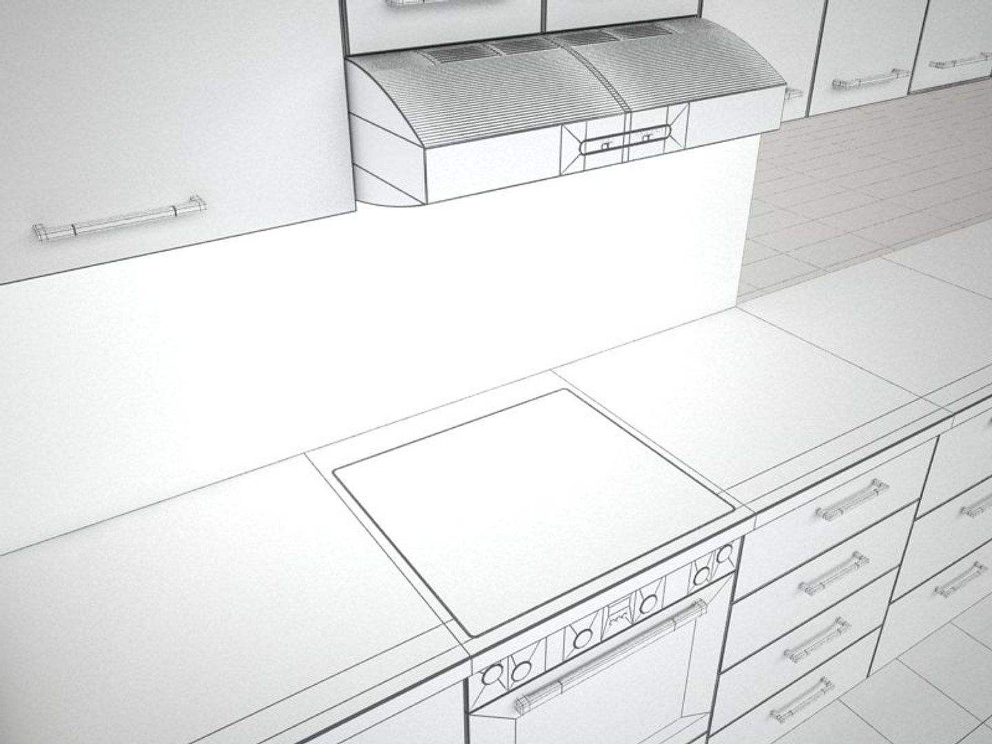 modular kitchen 3d model
