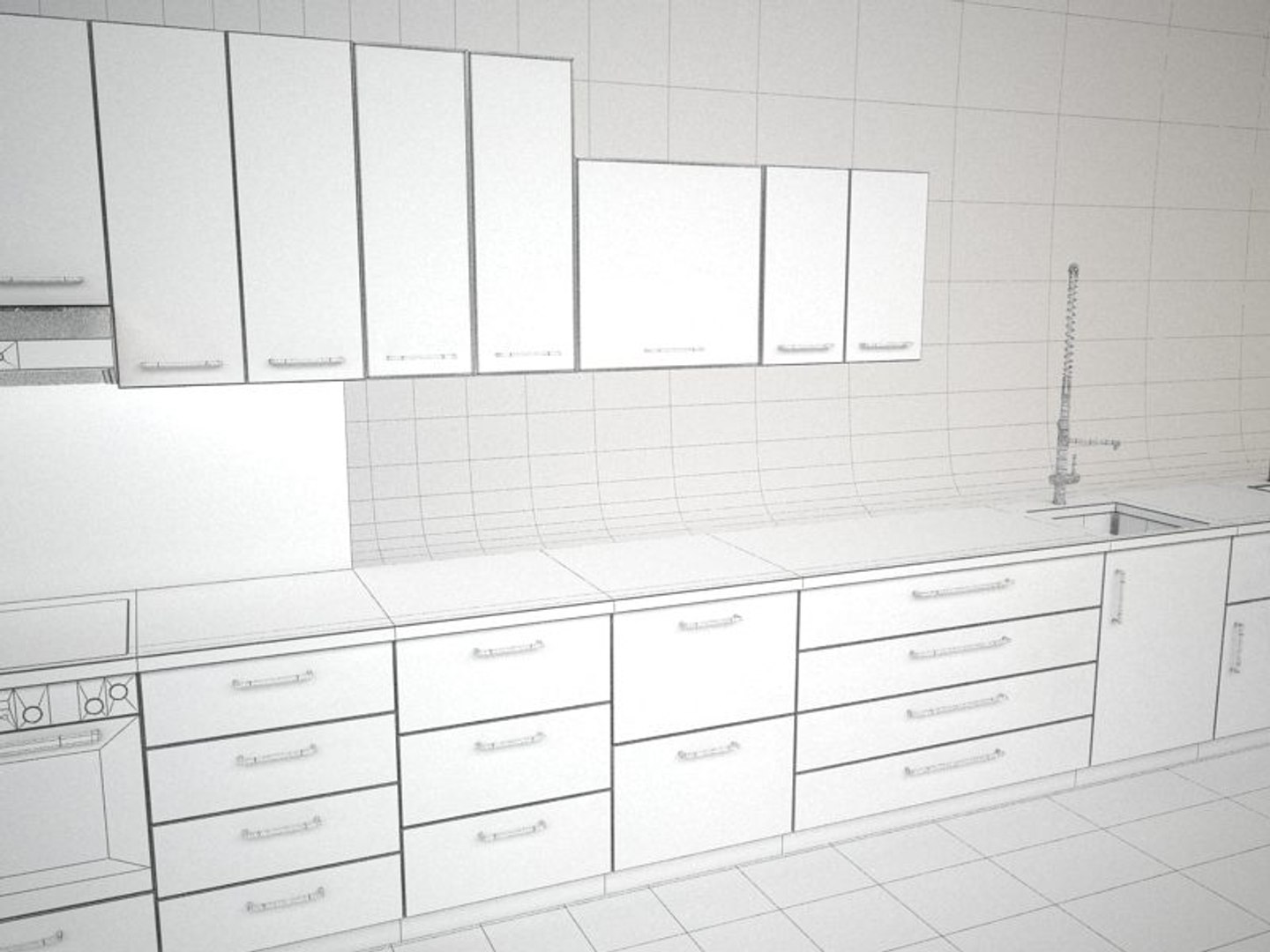 modular kitchen 3d model