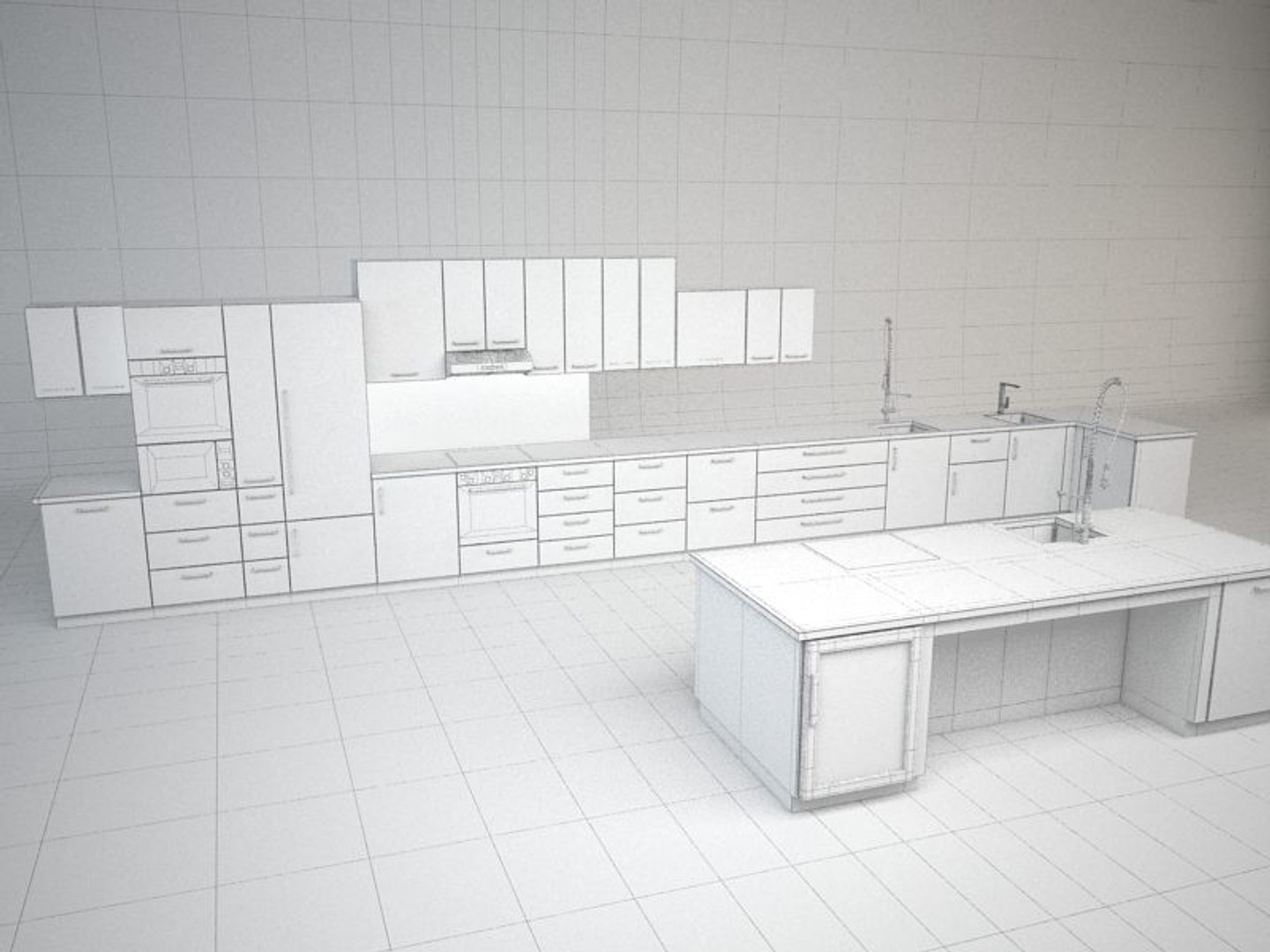 modular kitchen 3d model