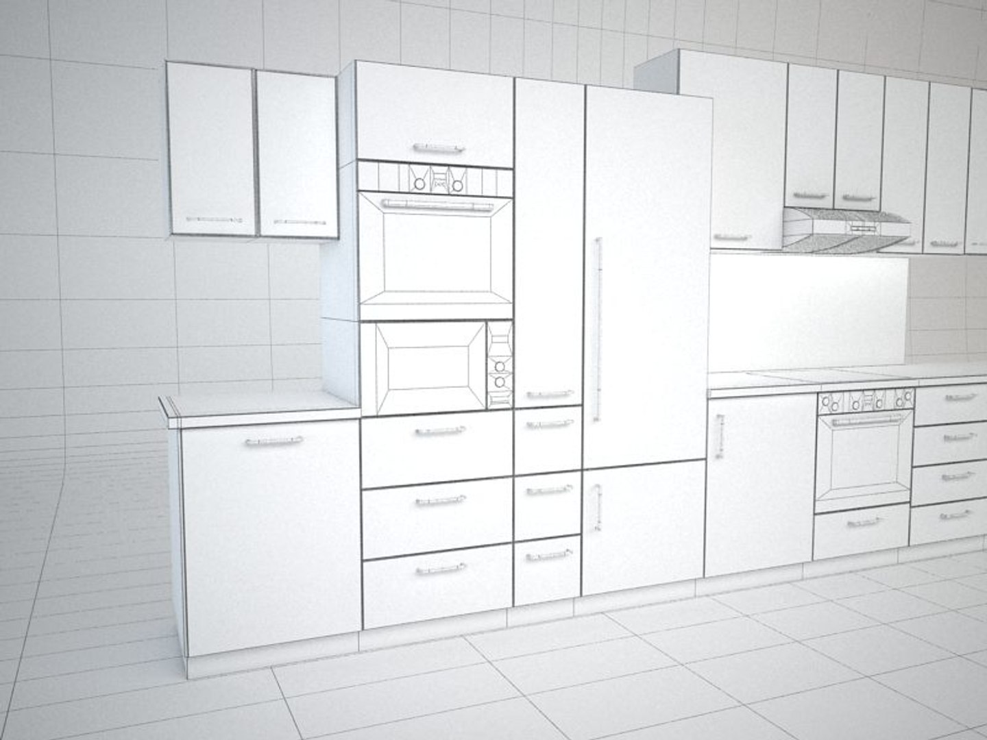 modular kitchen 3d model
