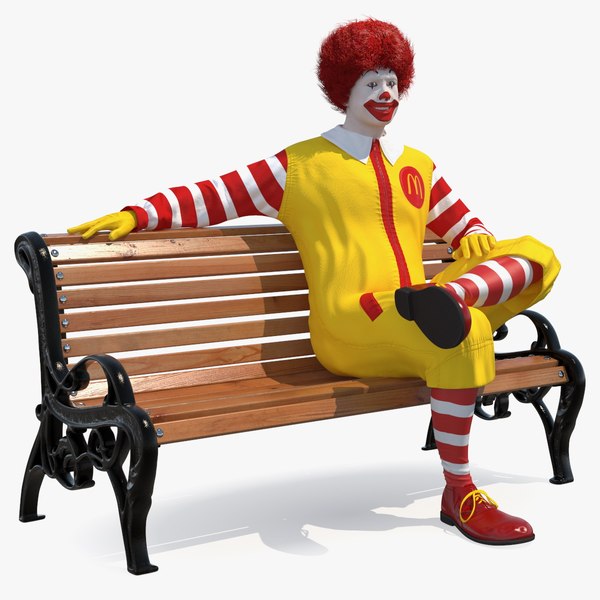 modelo 3d Pose de payaso sentado en banco de McDonalds Fur - TurboSquid ...