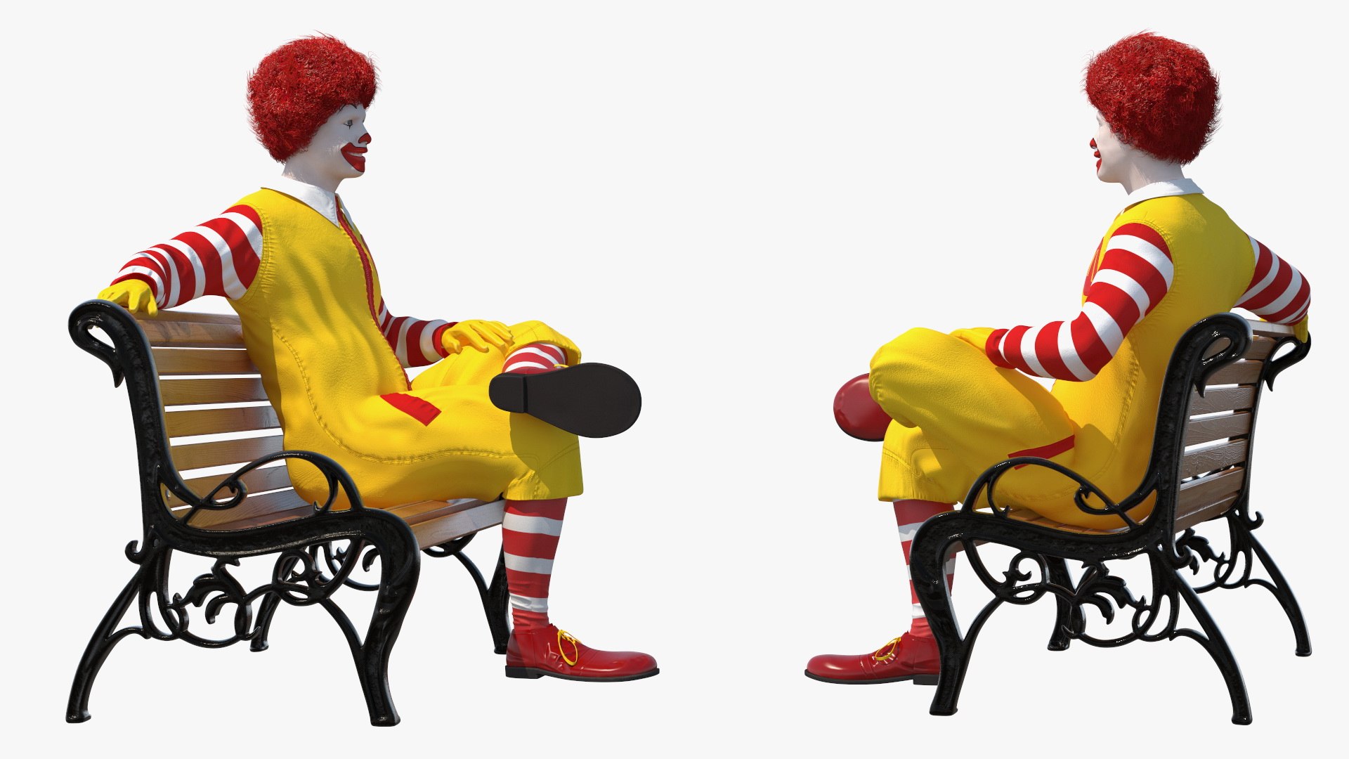 3D McDonalds Clown Bench Sitting Pose Fur Model - TurboSquid 2337838