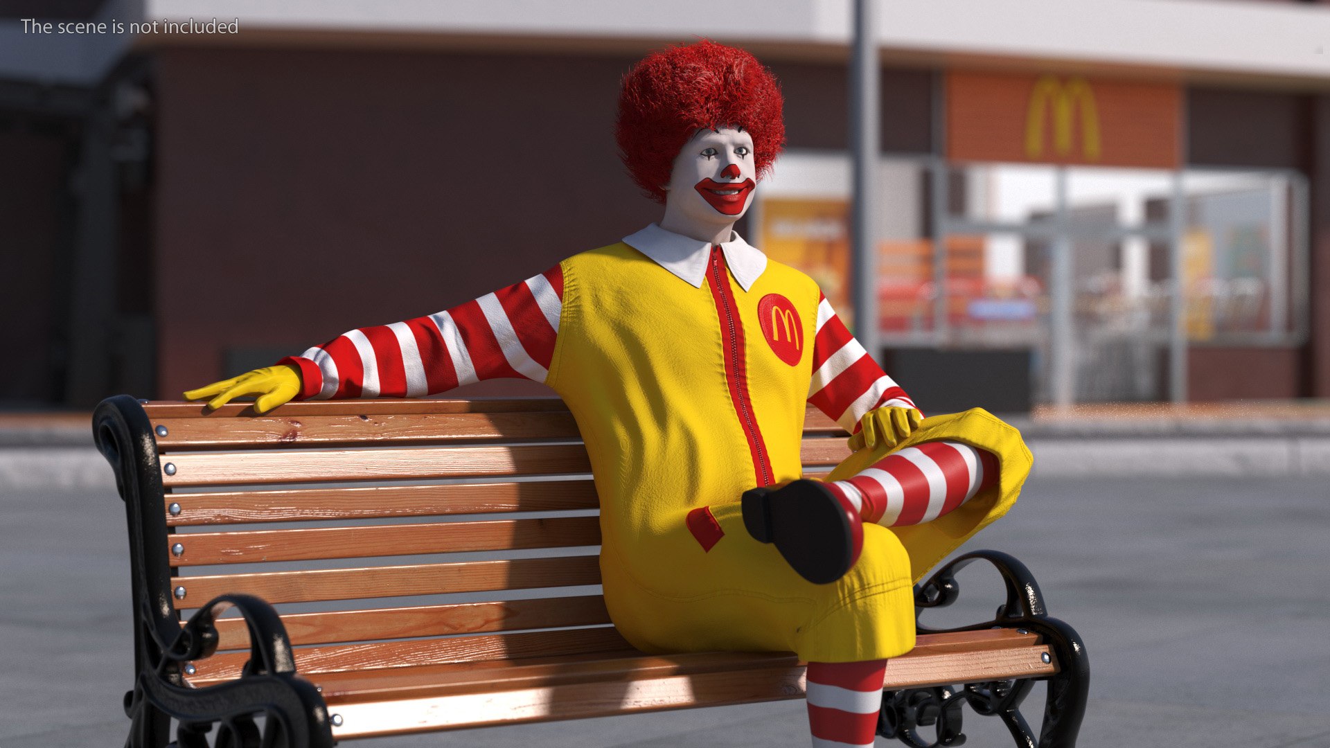 3D McDonalds Clown Bench Sitting Pose Fur Model - TurboSquid 2337838