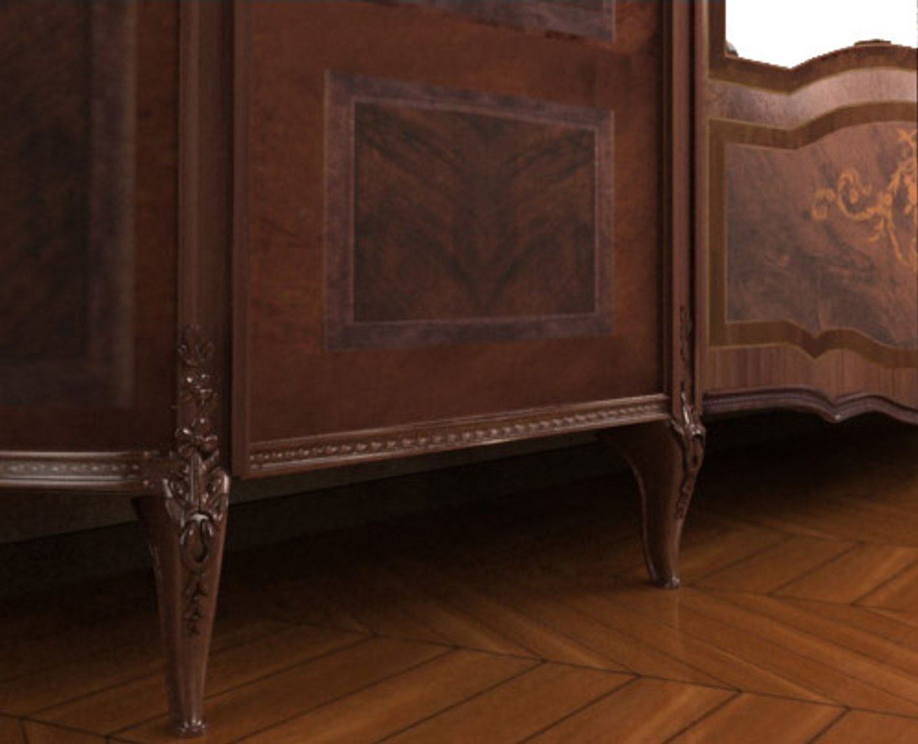 Old Style Wardrobe Bed Room 3d Model