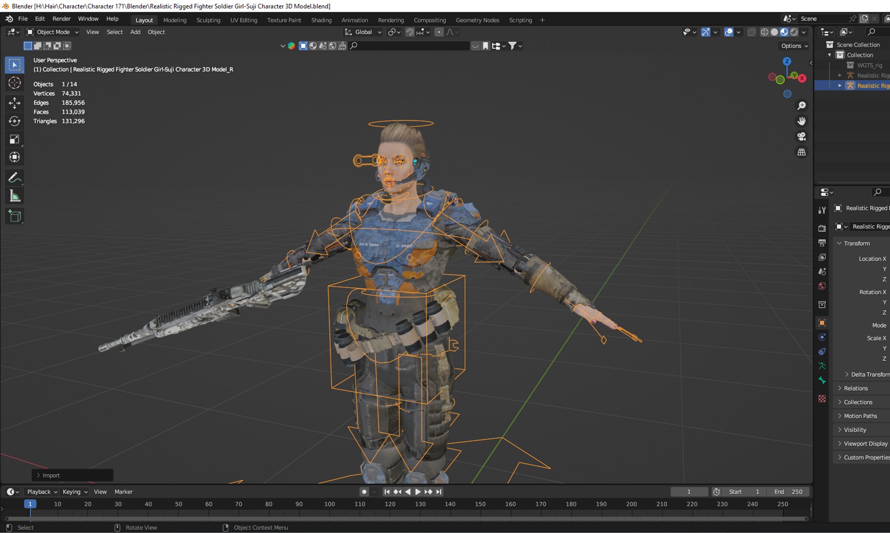 Realistic Rigged Fighter Soldier Girl-Suji Character 3D Model 3D Model ...