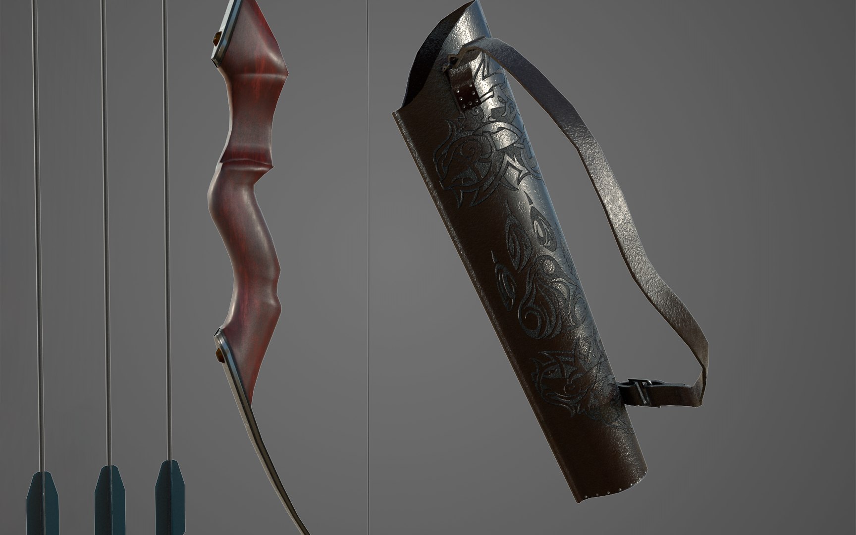 3D Model Bow Quiver Arrows - TurboSquid 1285491