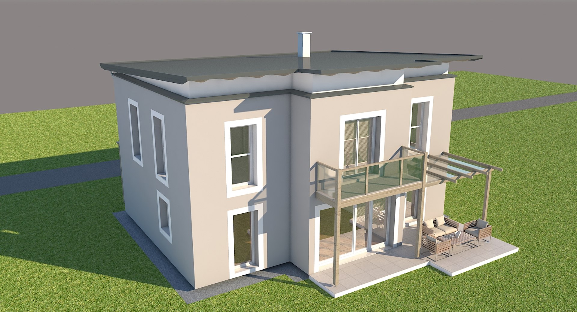 Modern Family Home 3d Model