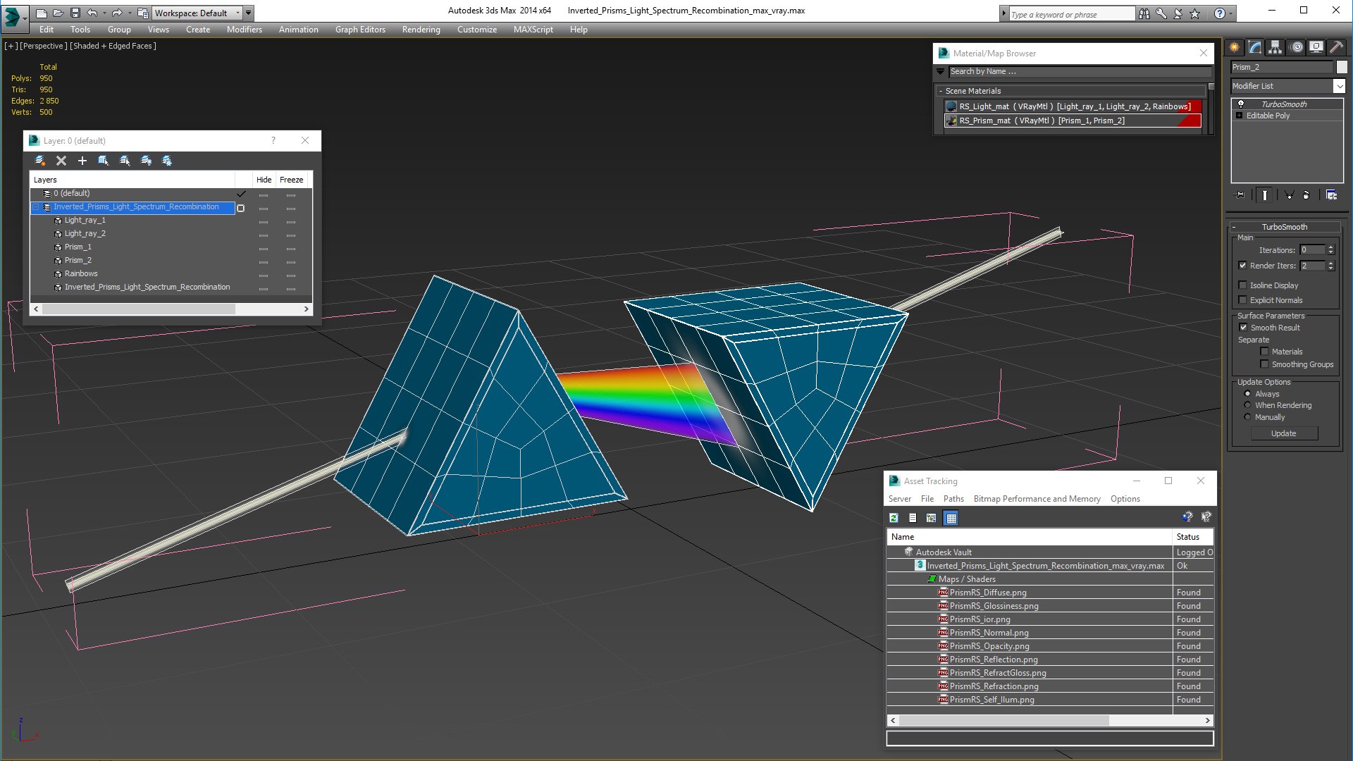 Inverted Prisms Light Spectrum Recombination 3D model - TurboSquid 1737059