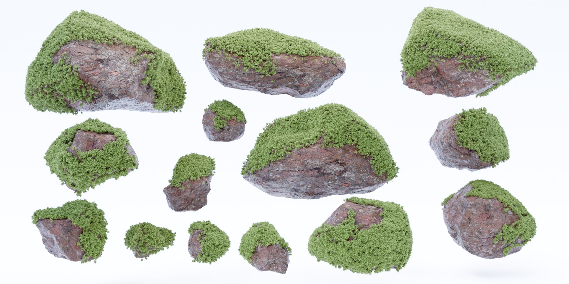 Mossy Rocks Garden Collection Vol 140-Blender 3DModel 3D Model ...