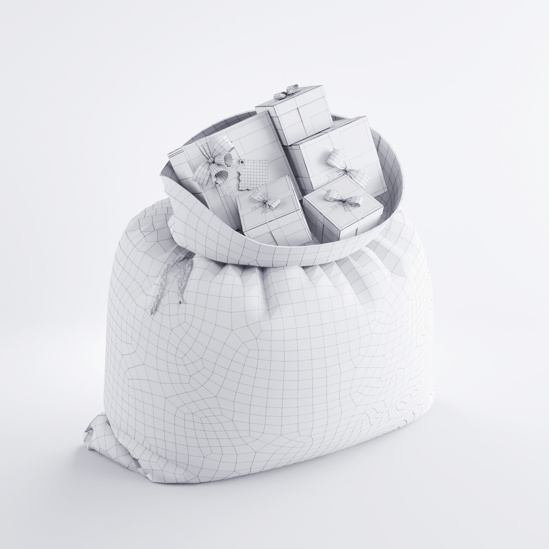 3d model santa s bag gifts
