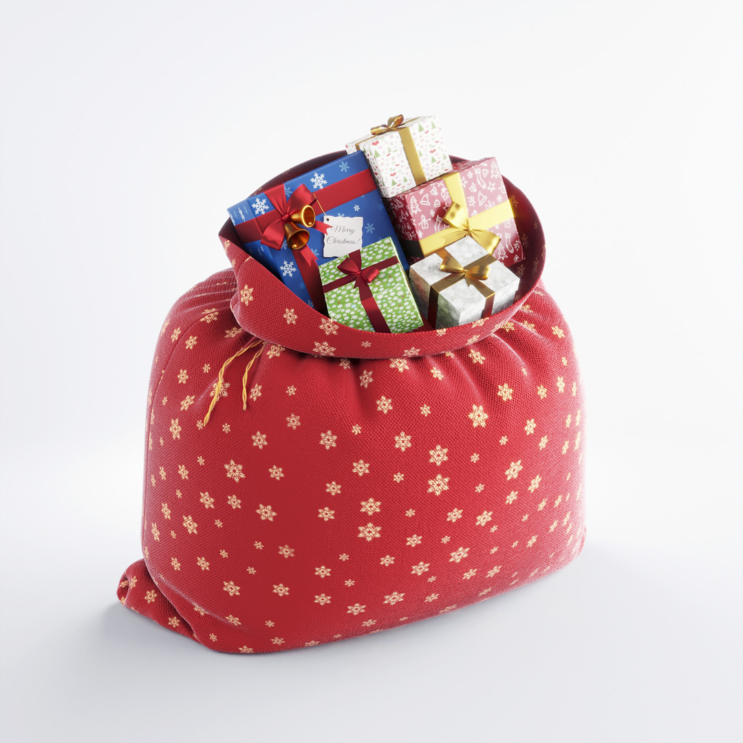 3d model santa s bag gifts