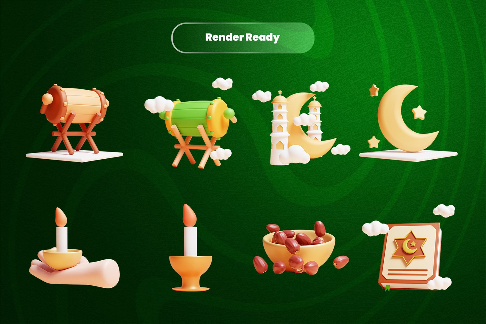 3D Model Ramadan 3d Illustration Icon Pack-2 - TurboSquid 2275524