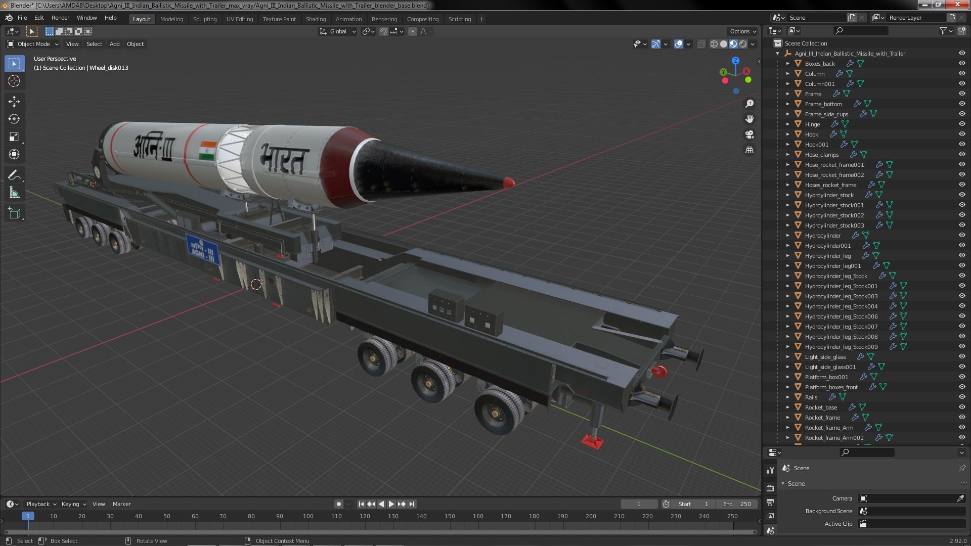 3D Agni III Indian Ballistic Missile With Trailer - TurboSquid 2044822