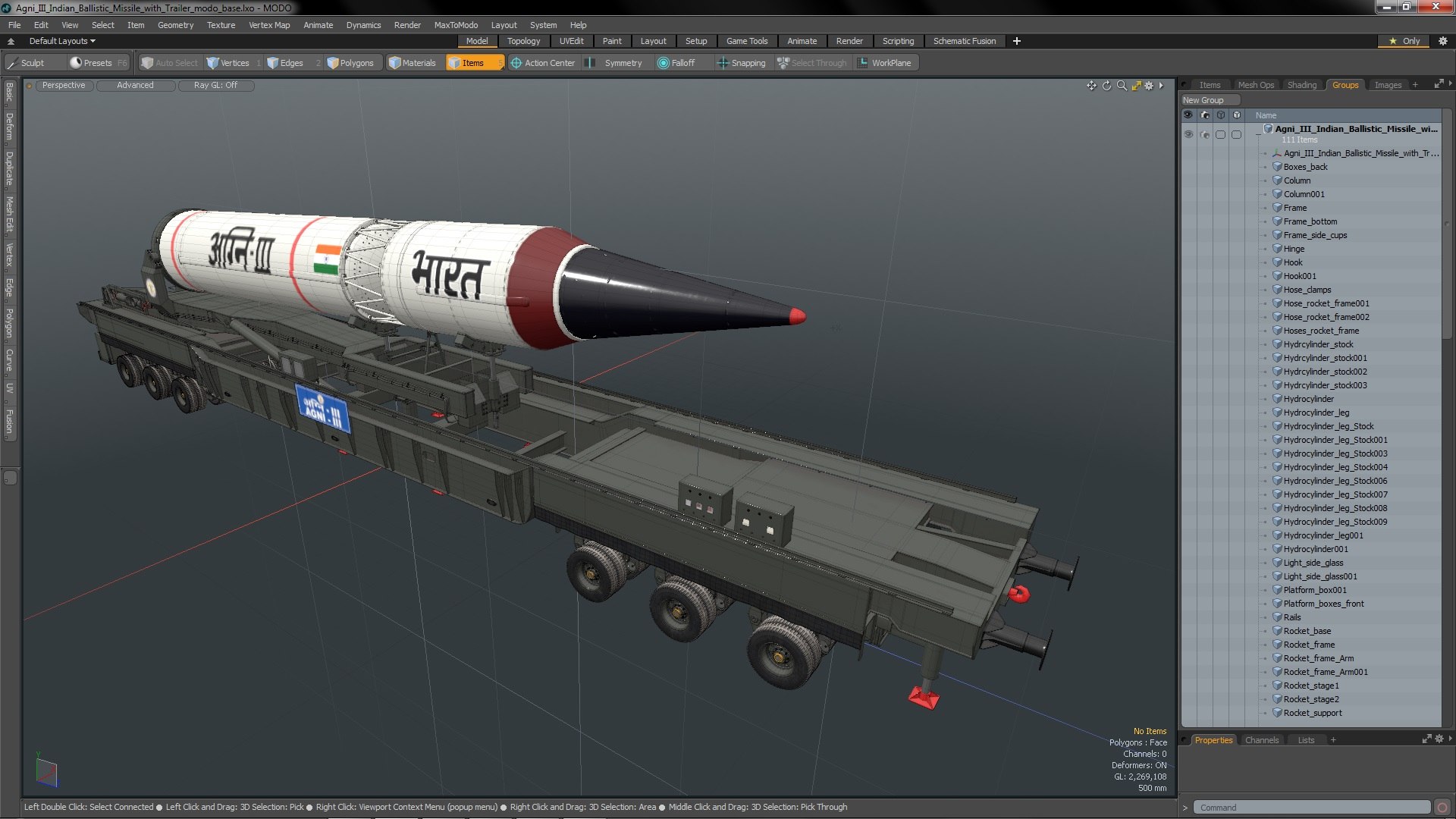 3D Agni III Indian Ballistic Missile With Trailer - TurboSquid 2044822