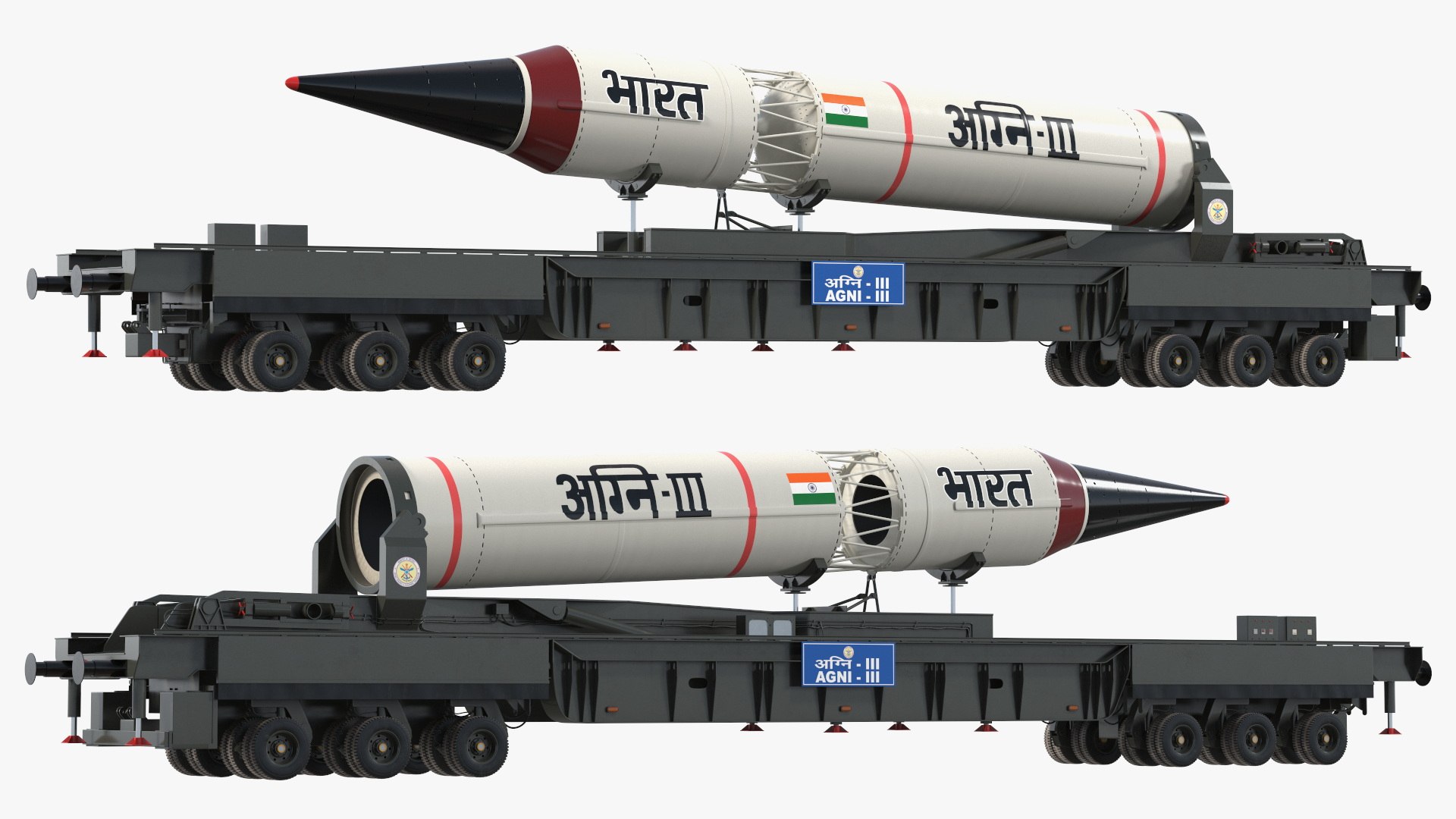 3D Agni III Indian Ballistic Missile with Trailer - TurboSquid 2044822