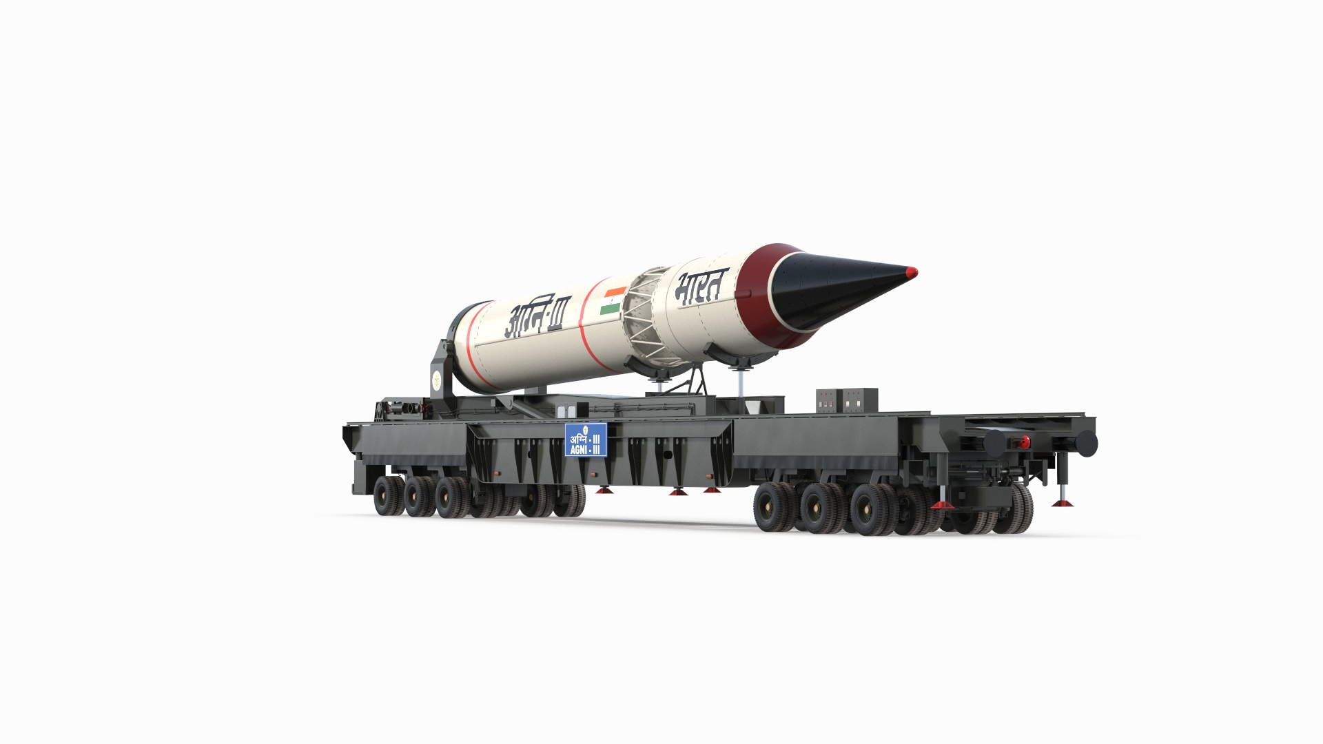 3D Agni III Indian Ballistic Missile With Trailer - TurboSquid 2044822
