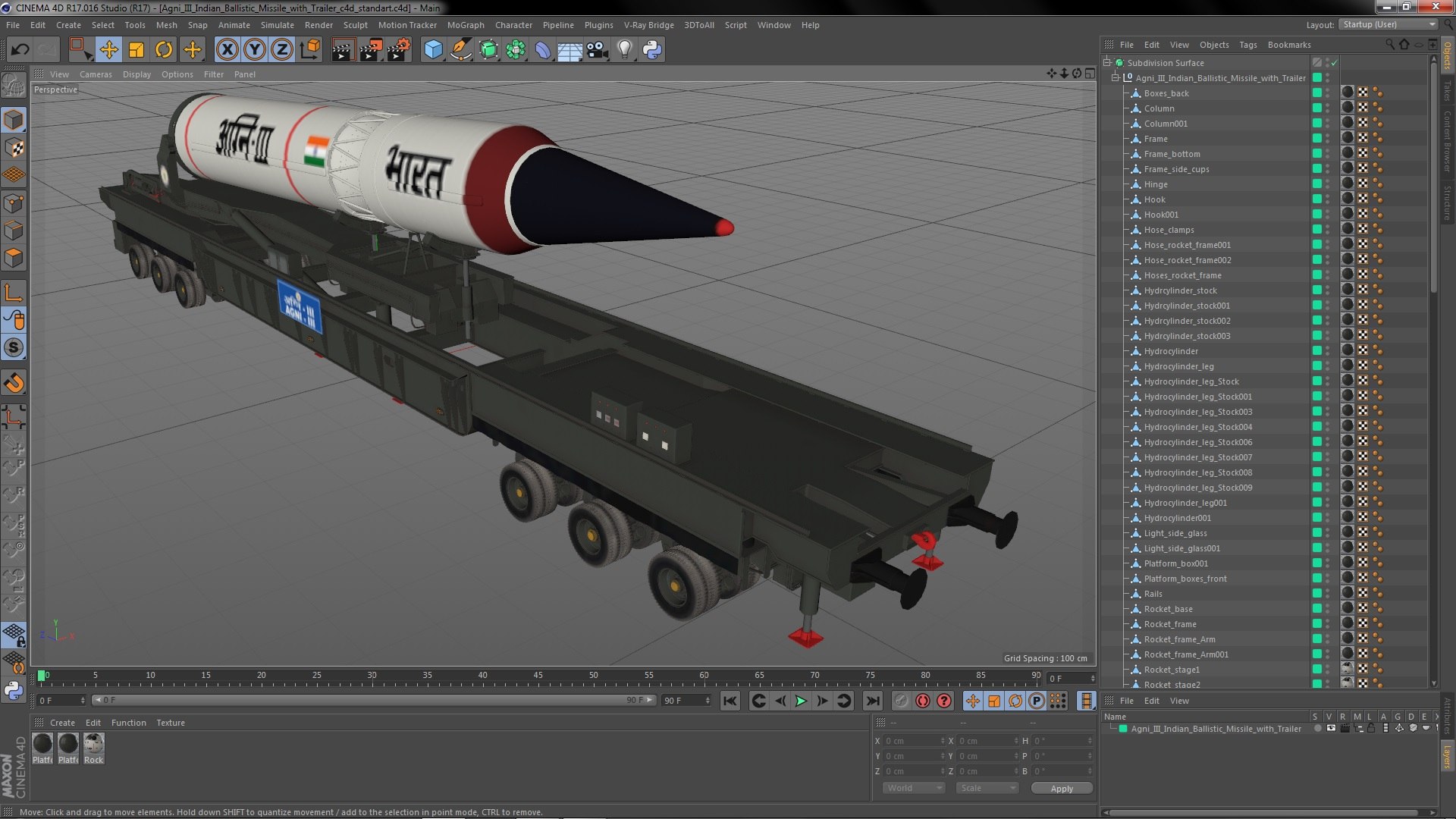 3D Agni III Indian Ballistic Missile With Trailer - TurboSquid 2044822