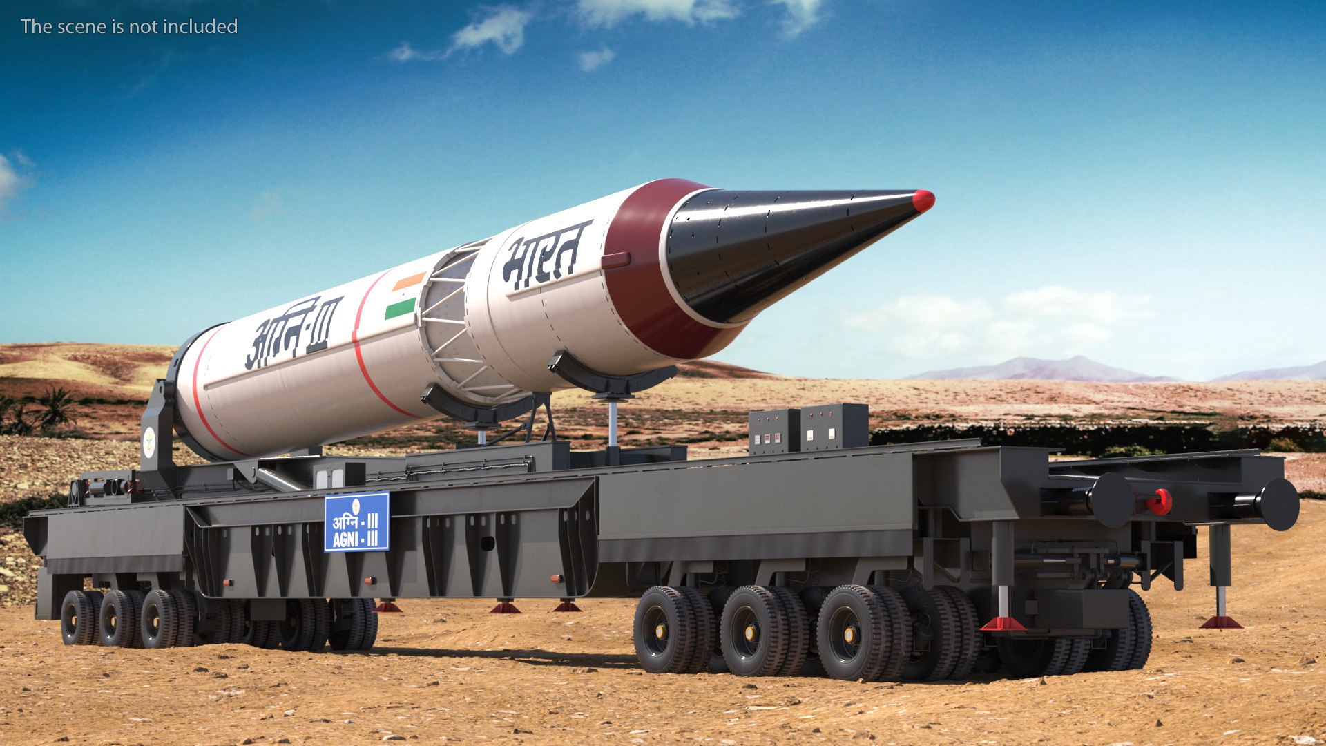 3D Agni III Indian Ballistic Missile With Trailer - TurboSquid 2044822
