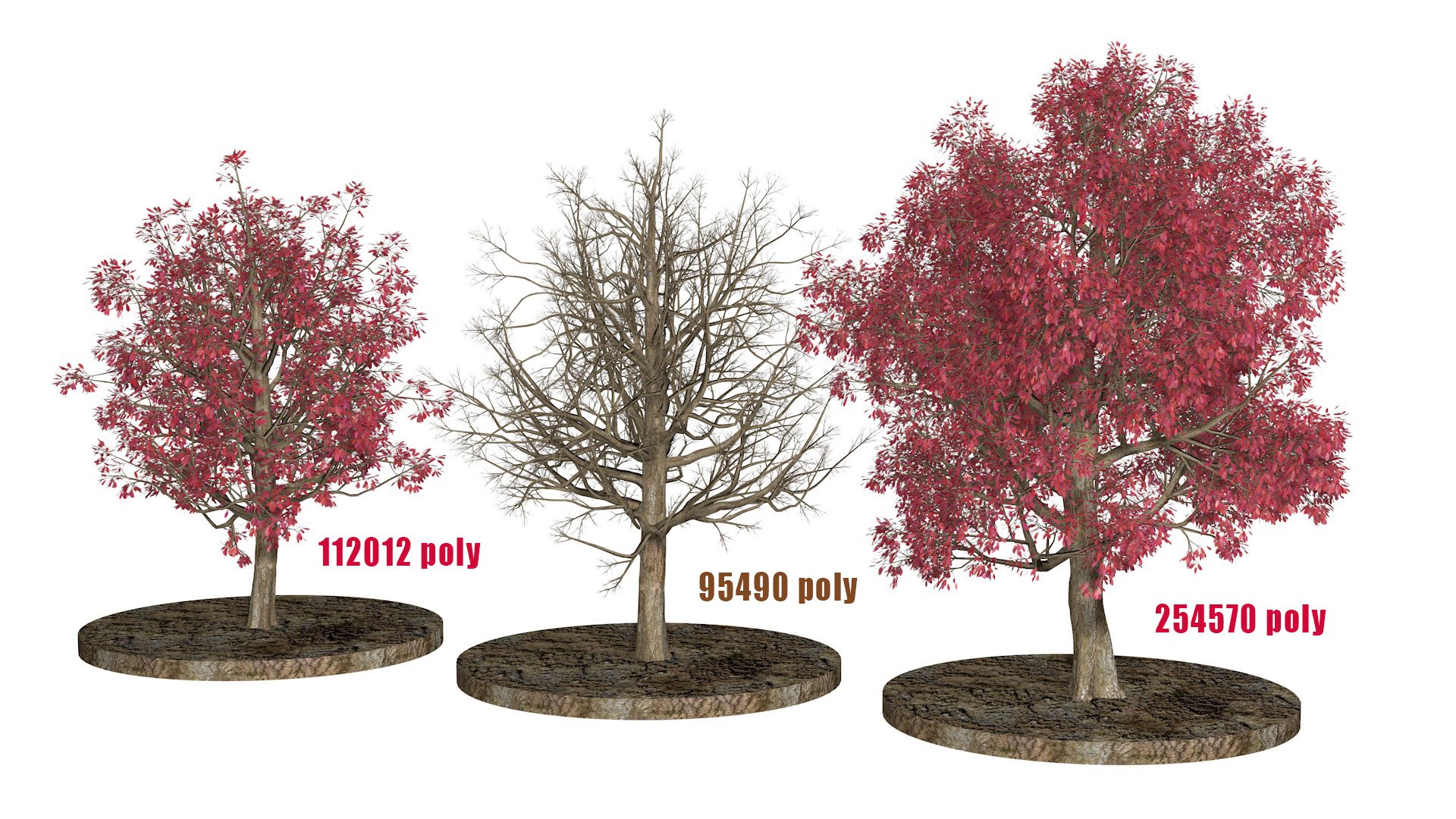 3D Three Pink trees v2 model - TurboSquid 1770256
