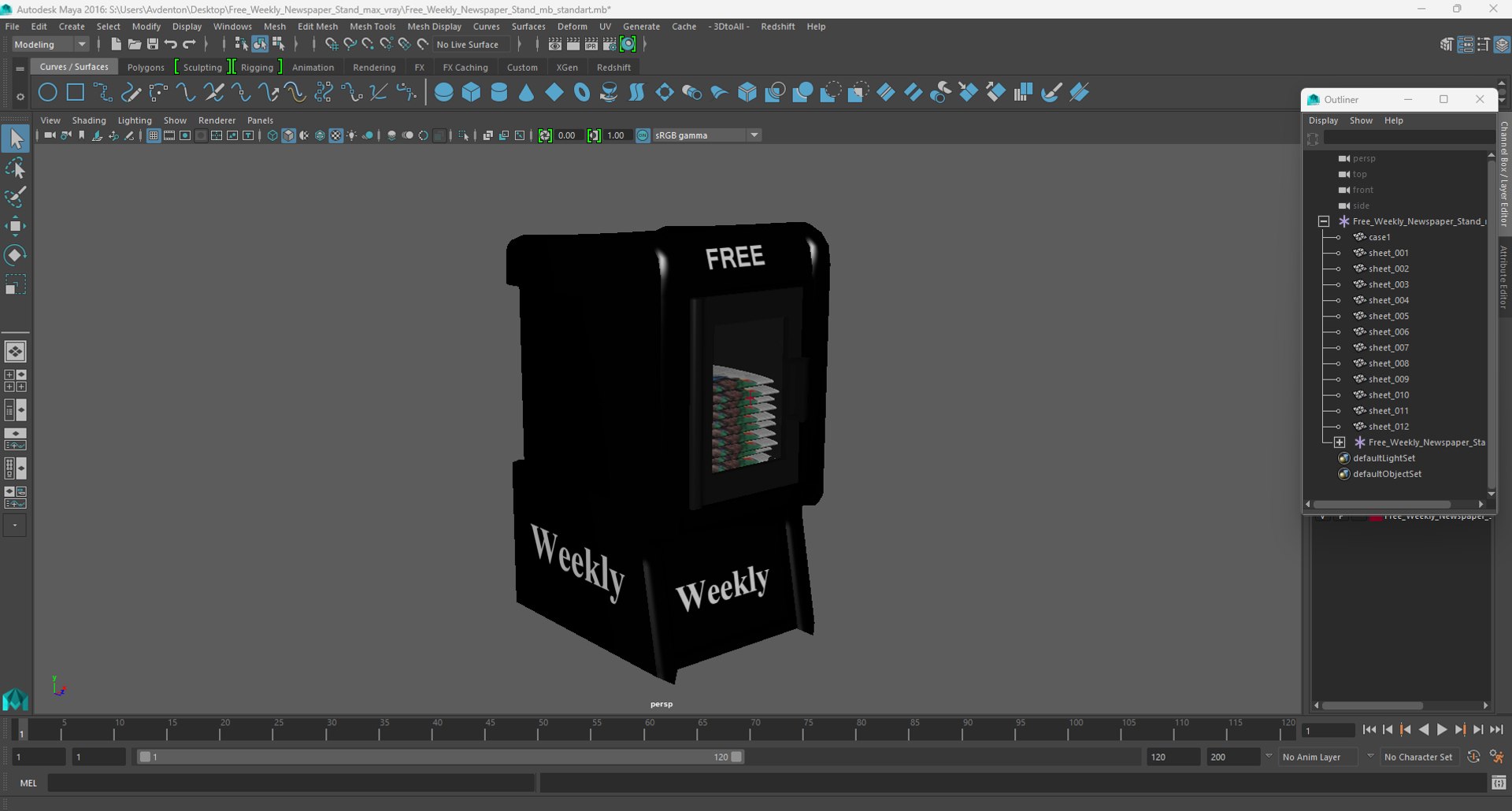 3D Free Weekly Newspaper Stand Model - TurboSquid 2237030