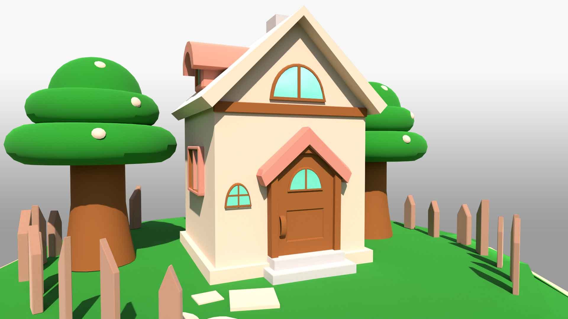 3D Cartoonish Low Poly House Environment Model - TurboSquid 2357143