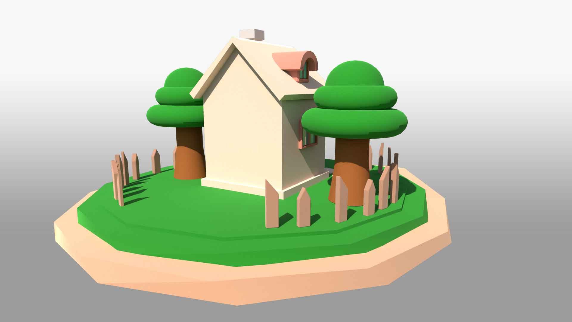 3D Cartoonish Low Poly House Environment Model - TurboSquid 2357143