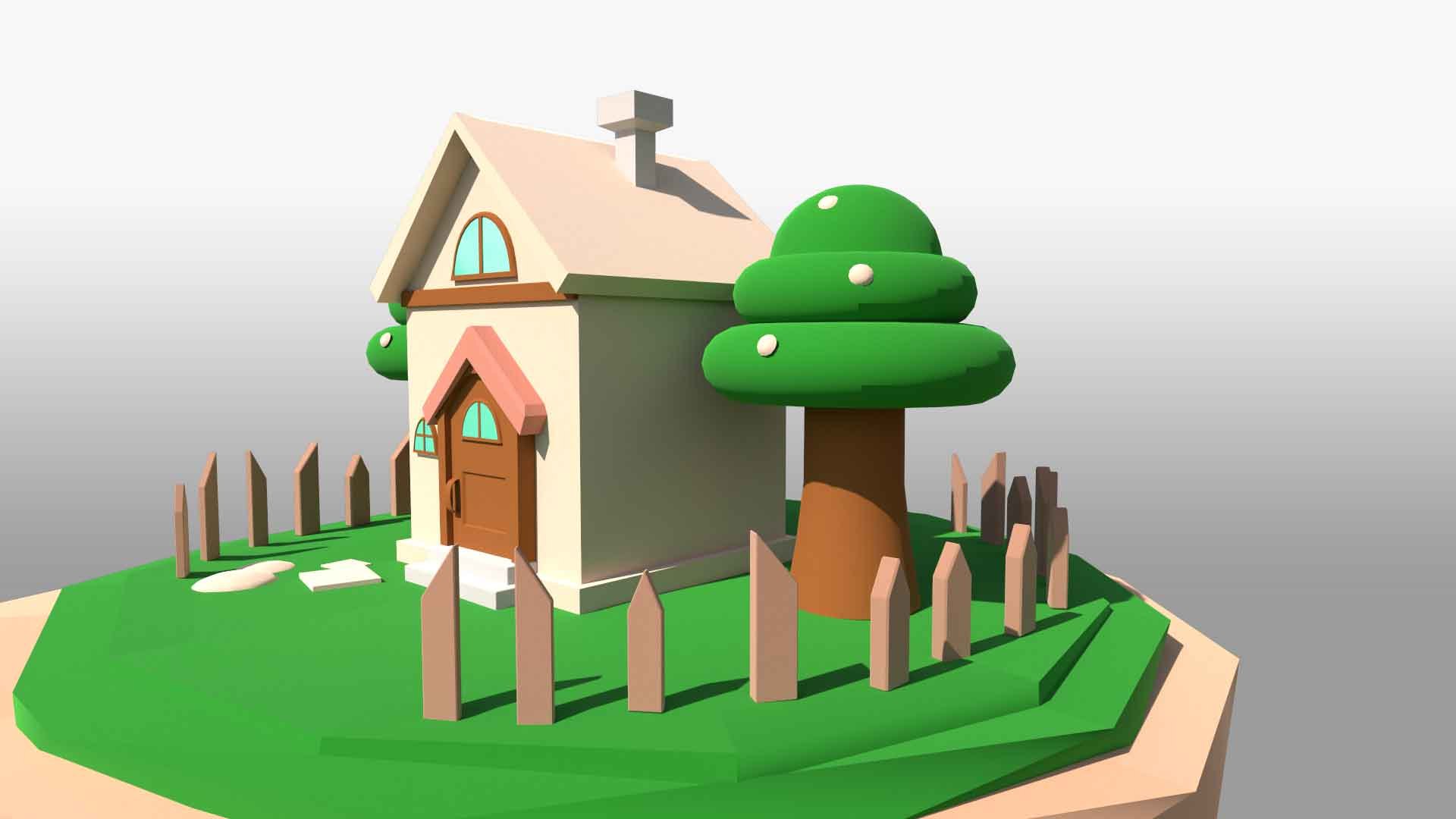 3D Cartoonish Low Poly House Environment Model - TurboSquid 2357143