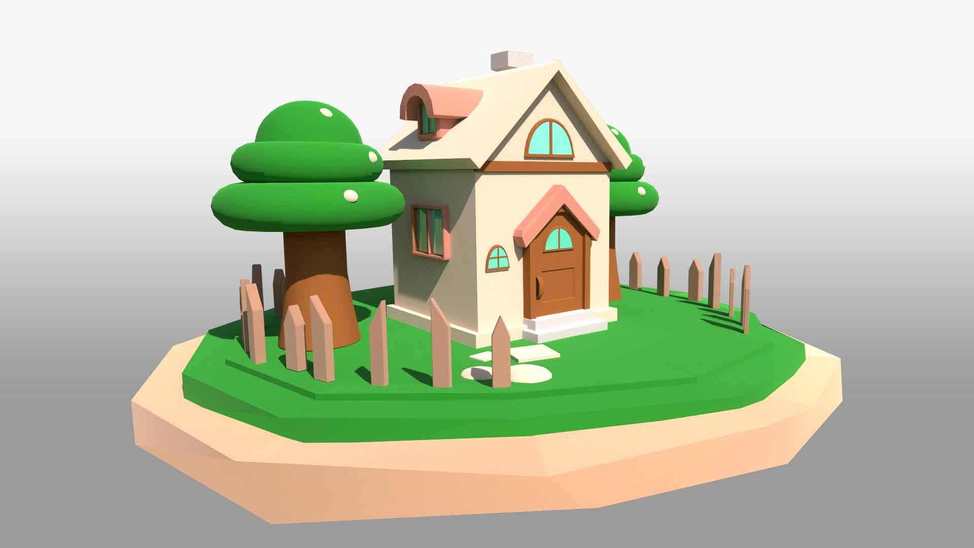 3D Cartoonish Low Poly House Environment Model - TurboSquid 2357143
