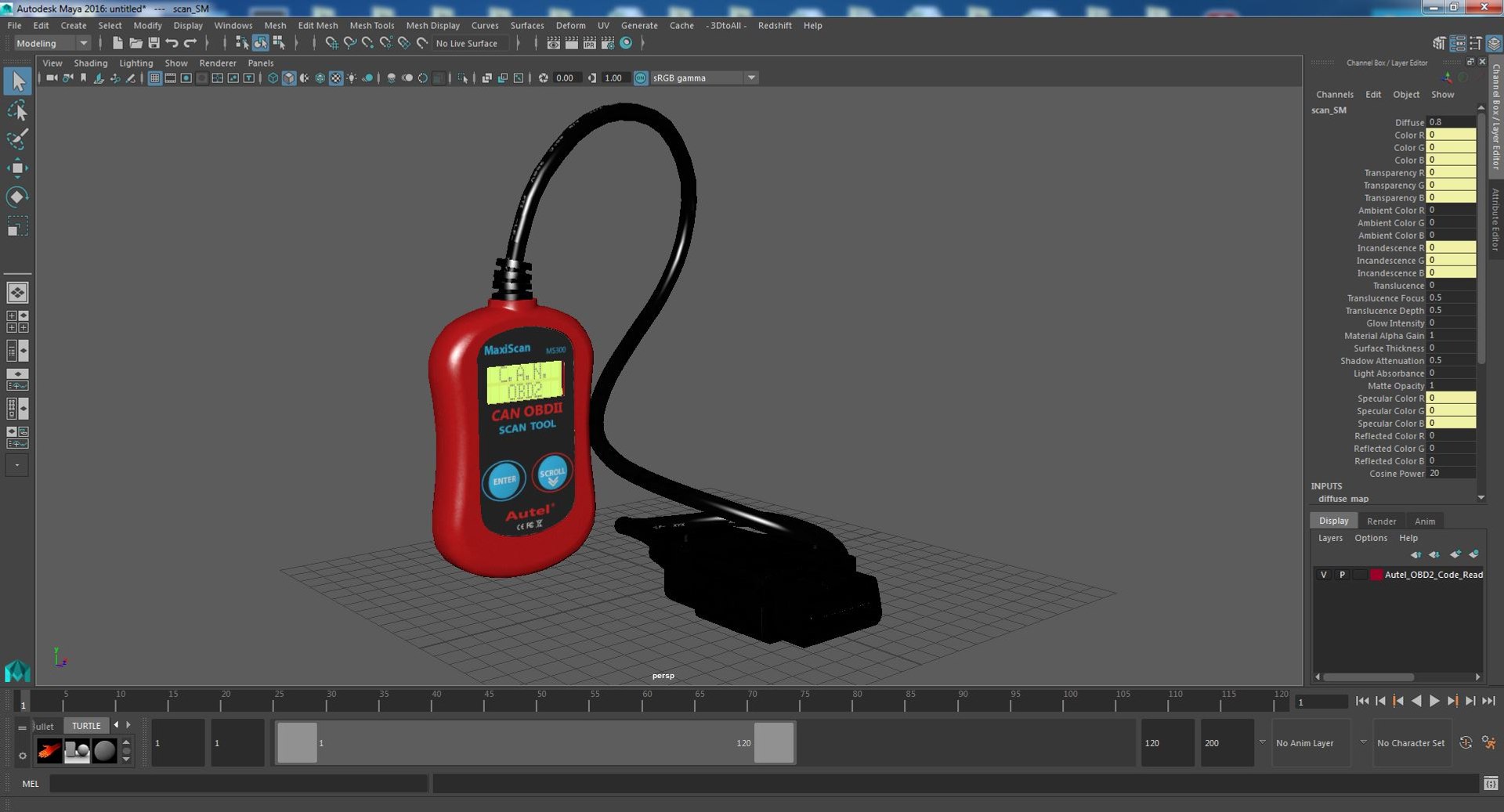 3D model Autel OBD2 Code Reader Vertical Position - TurboSquid 1851733