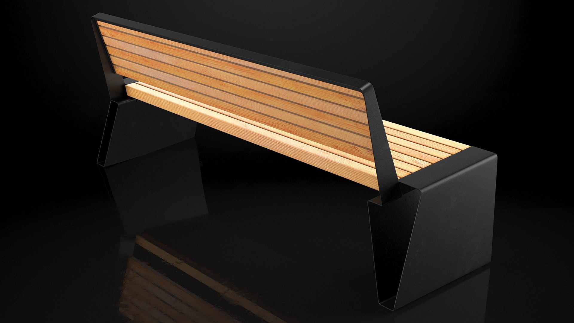Black Park Bench With Backrest Model - TurboSquid 1974382