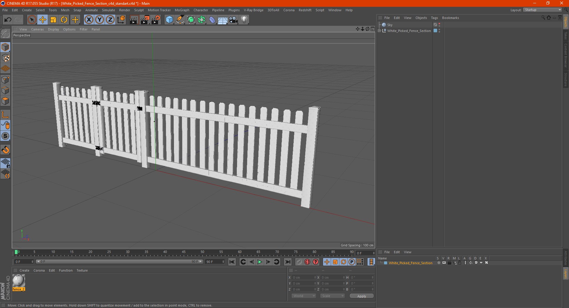 3D white picked fence section - TurboSquid 1575161