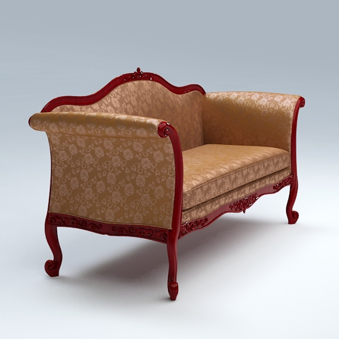 3d Model Old Fashioned Sofa