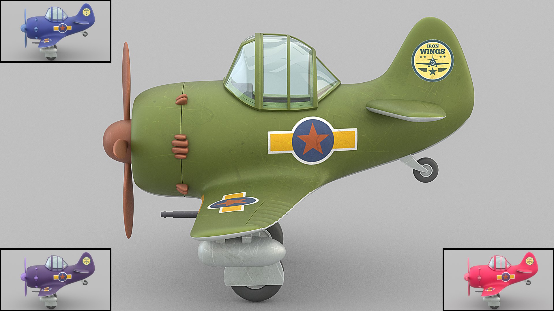 Cartoon Airplane 2 3D Model - TurboSquid 2016525