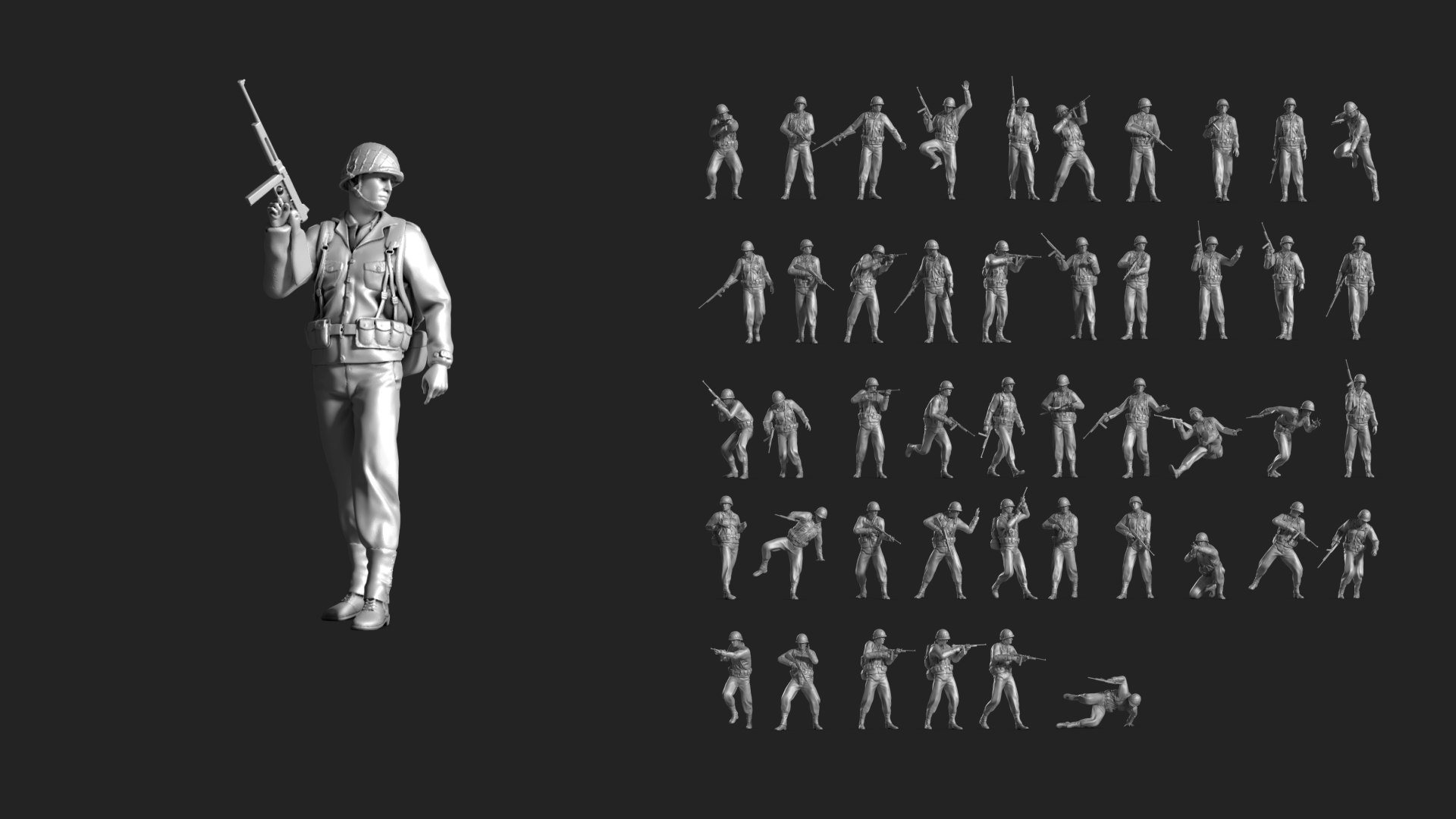 WWII Soldier Set 05 Model - TurboSquid 2148898