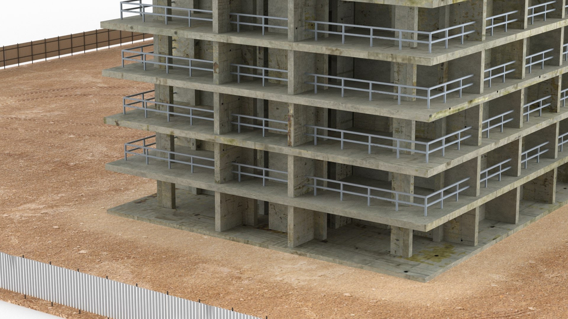 Construction Site With Unfinished High-Rise Building 3D Model ...