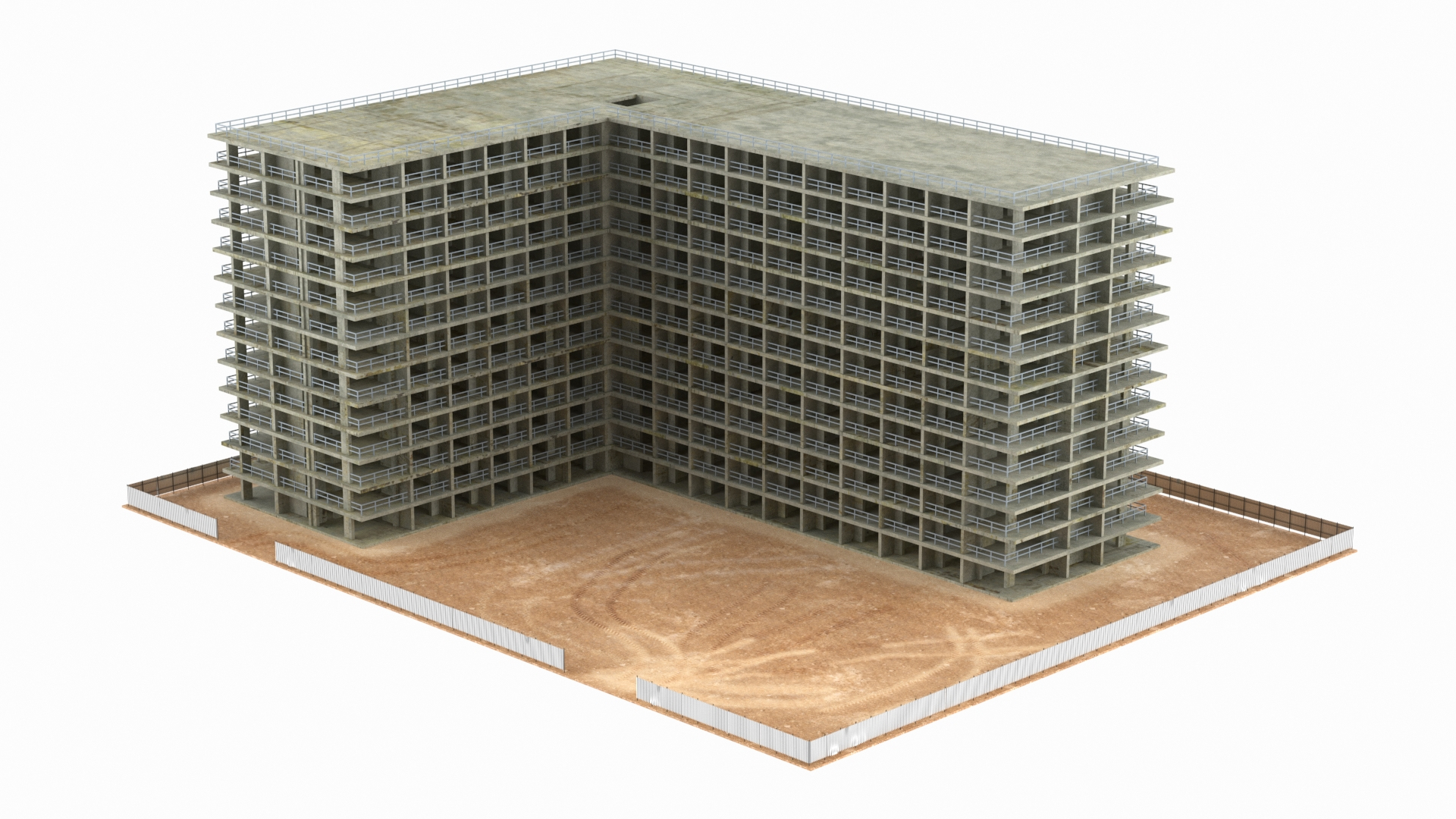 Construction Site With Unfinished High-Rise Building 3D Model ...