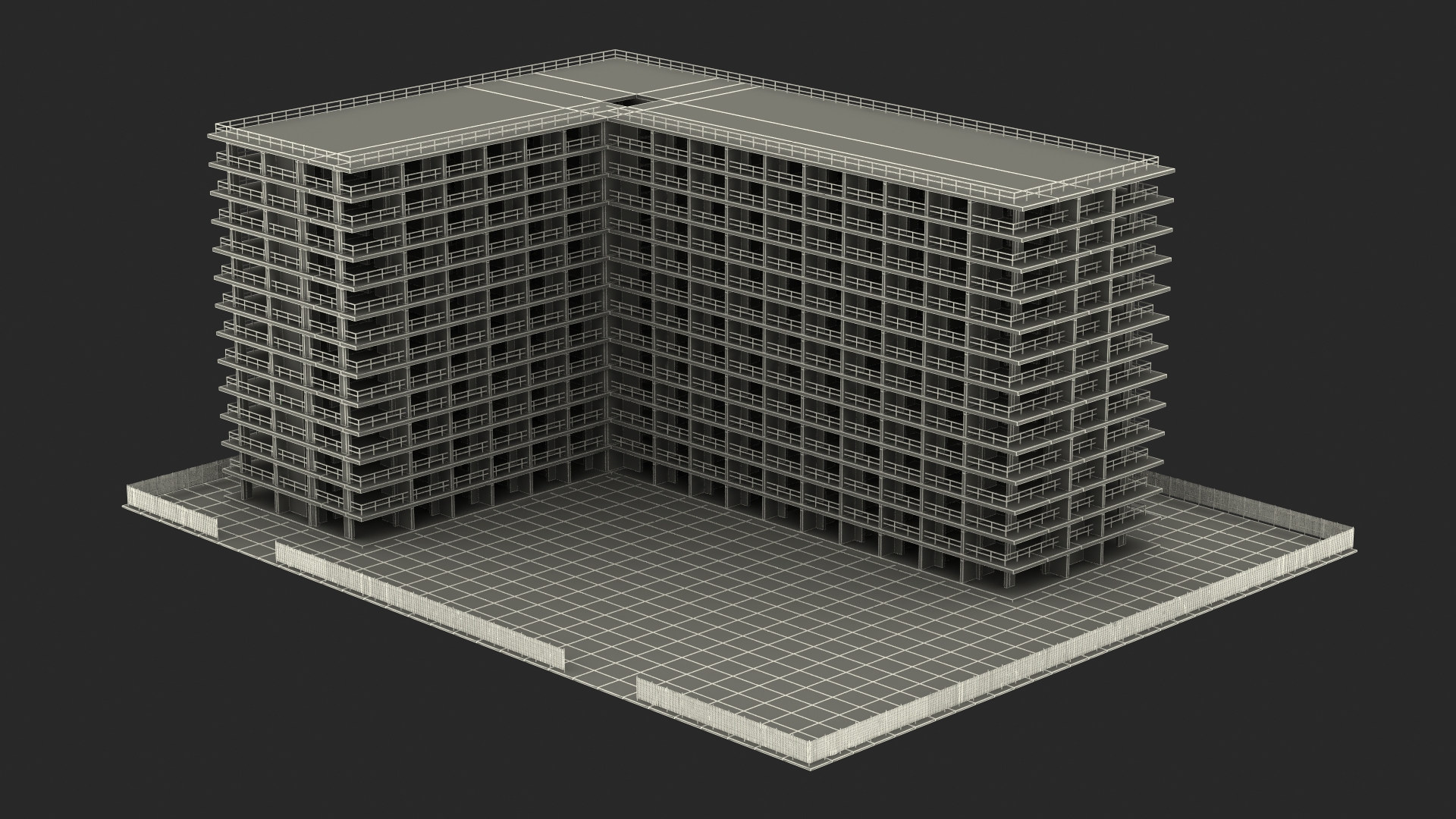 Construction Site With Unfinished High-Rise Building 3D Model ...