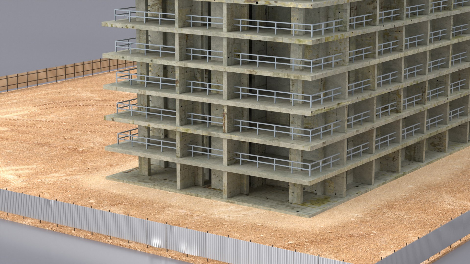 Construction Site With Unfinished High-Rise Building 3D Model ...