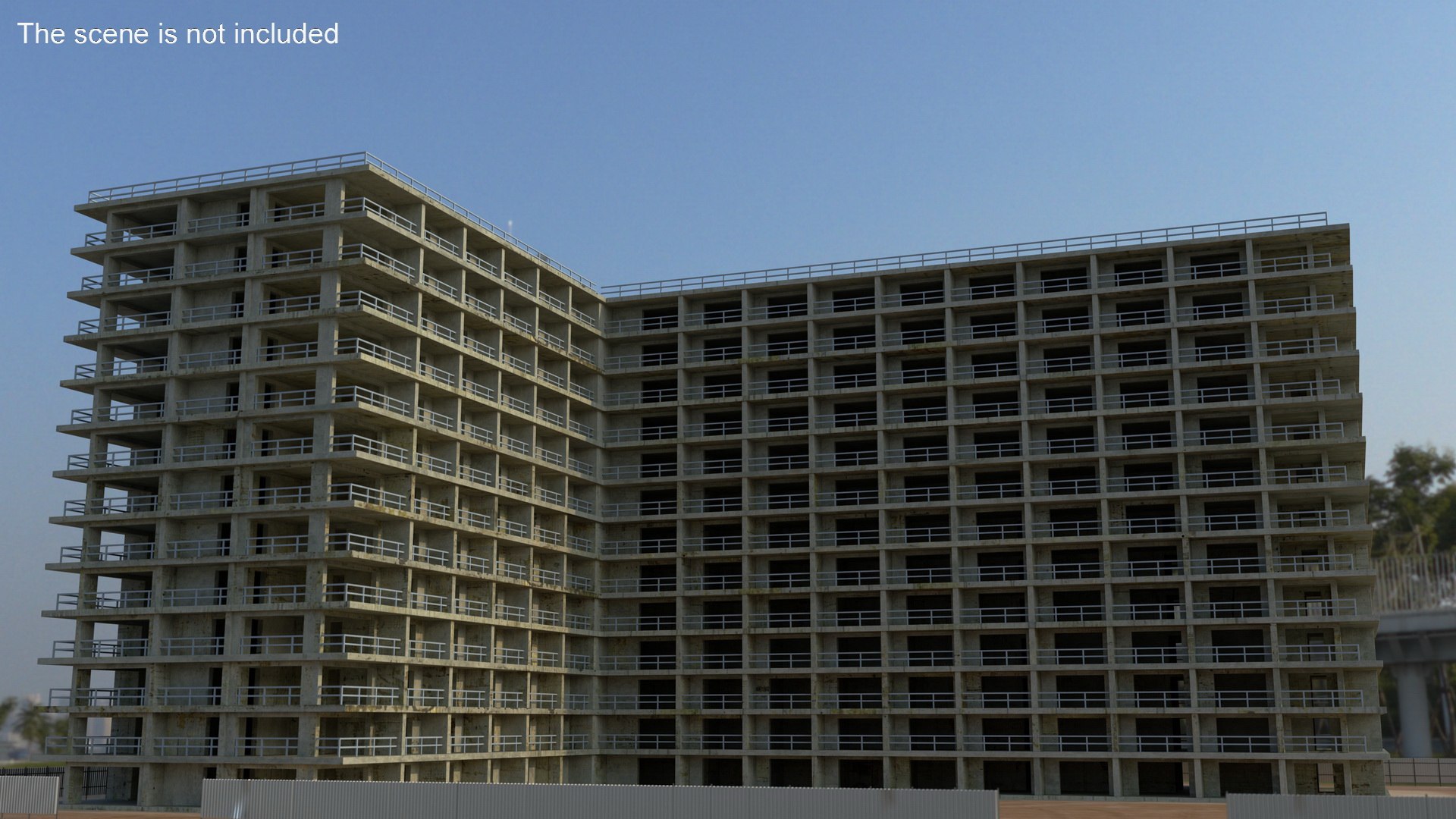 Construction Site With Unfinished High-Rise Building 3D Model ...