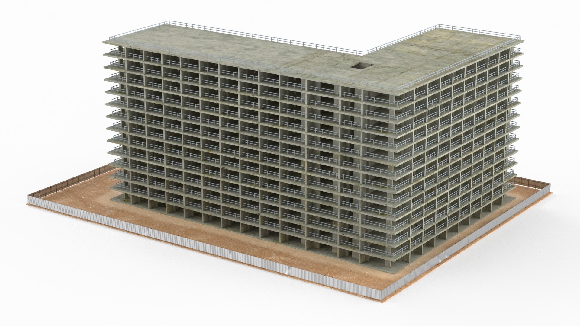 Construction Site With Unfinished High-Rise Building 3D Model ...