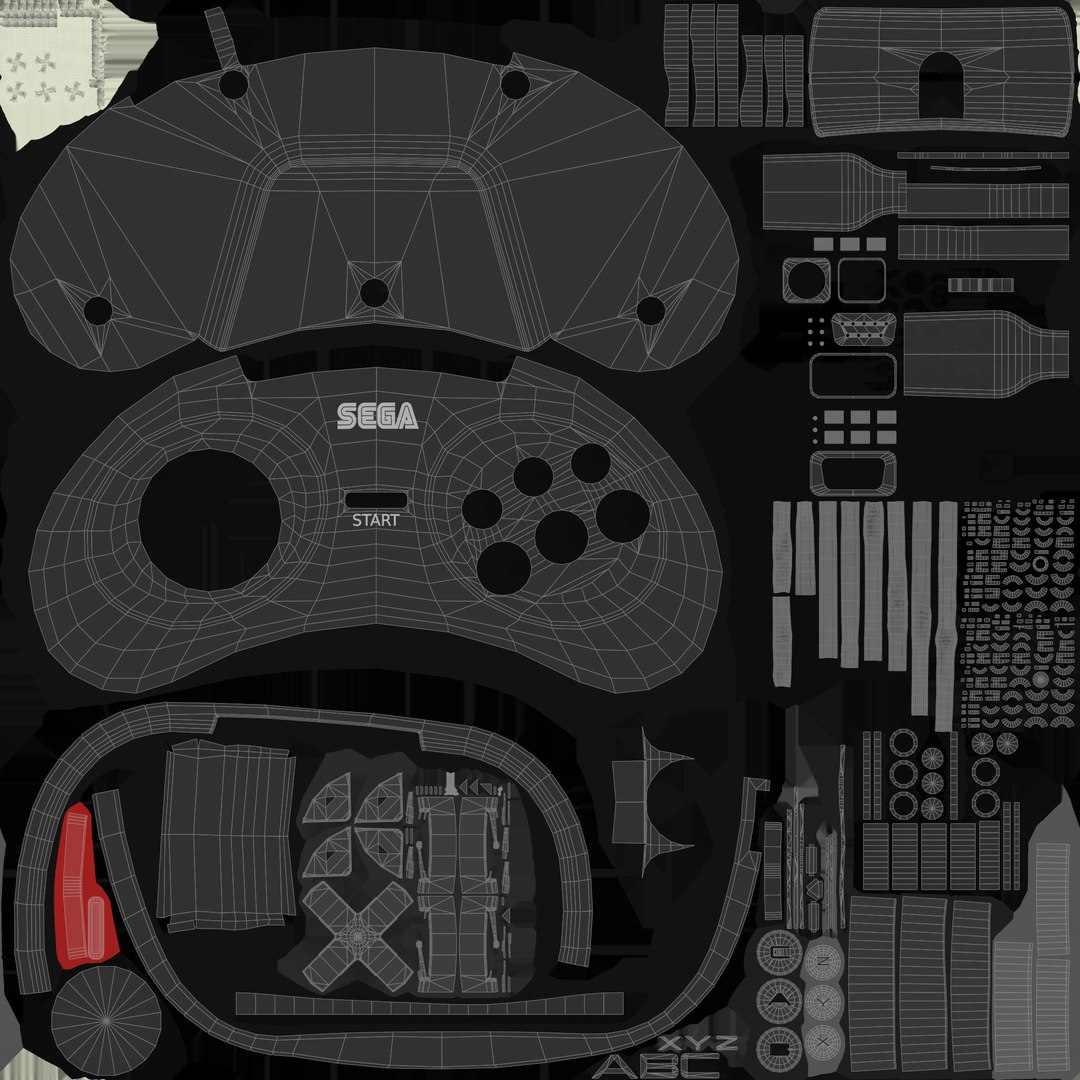 3D Sega Mega Drive Genesis Six Button Controller Model - TurboSquid 2071975
